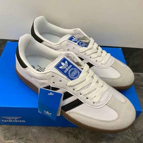 adidas | Shoes | Adidas Samba Og Leather Retro Sneakers White Black ...